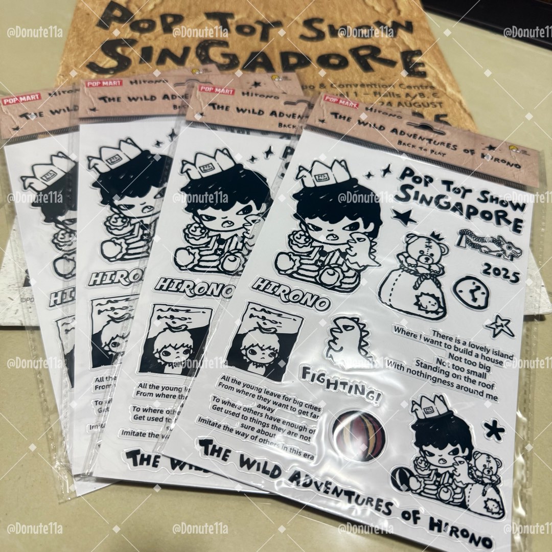 [PTS 2025] Brand New Authentic POPMart Hirono Sticker Pack, Hobbies ...