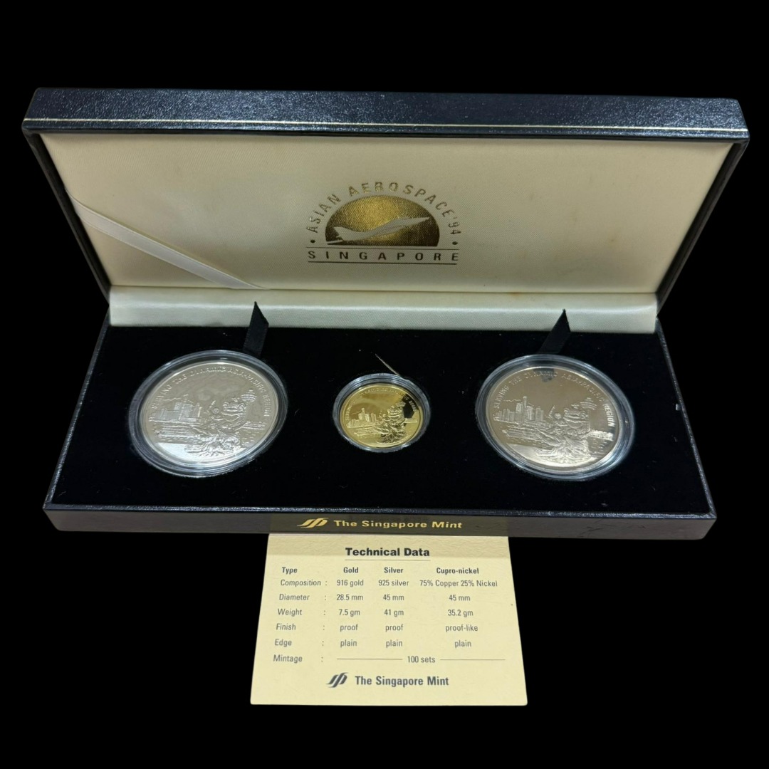 Singapore Mint Asian Aerospace 1994 commemorative medallion set (proof ...