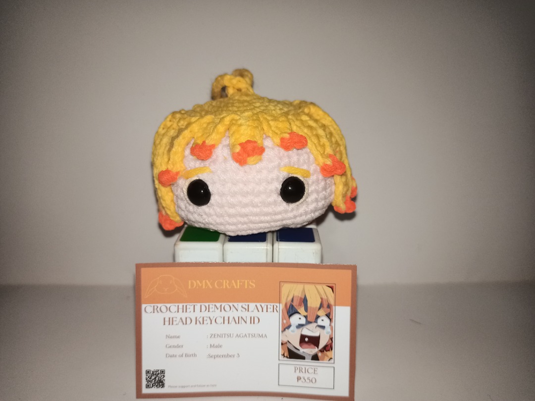 ZENITSU AGATSUMA (From Demon Slayer) CROCHET HEAD KEYCHAIN, Hobbies ...