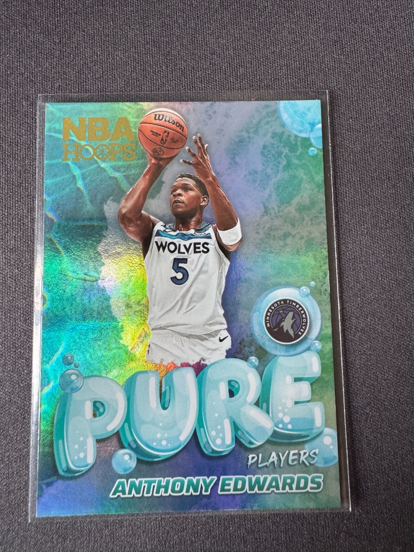 2024-25 Panini NBA Hoops Anthony Edwards Pure Player Silver, Hobbies ...