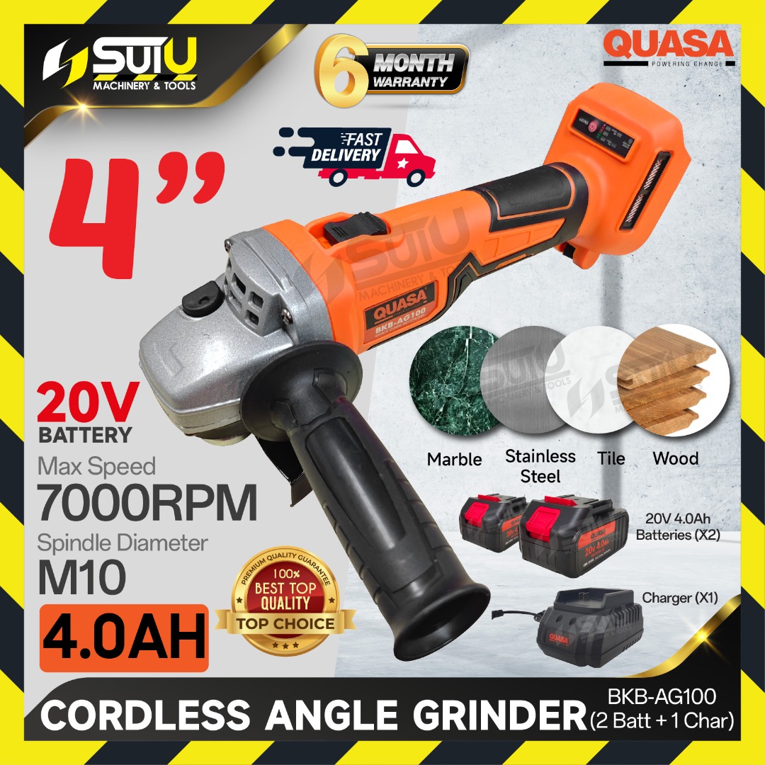 [4.0Ah] QUASA BKB-AG100 / BKBAG100 20V 4" /100MM Cordless Angle Grinder ...