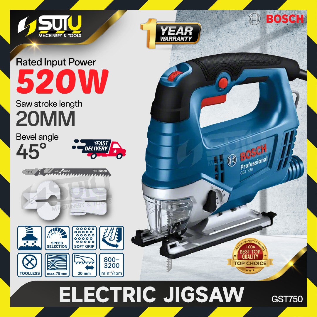 BOSCH GST750 / GST 750 Electric Jigsaw 520W, Furniture & Home Living ...