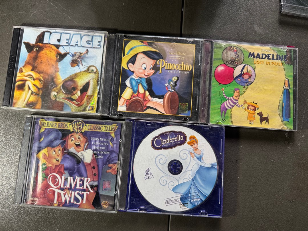 Cinderella, Ice Age, Pinocchio, Oliver Twist, Madeline VCD, Hobbies ...
