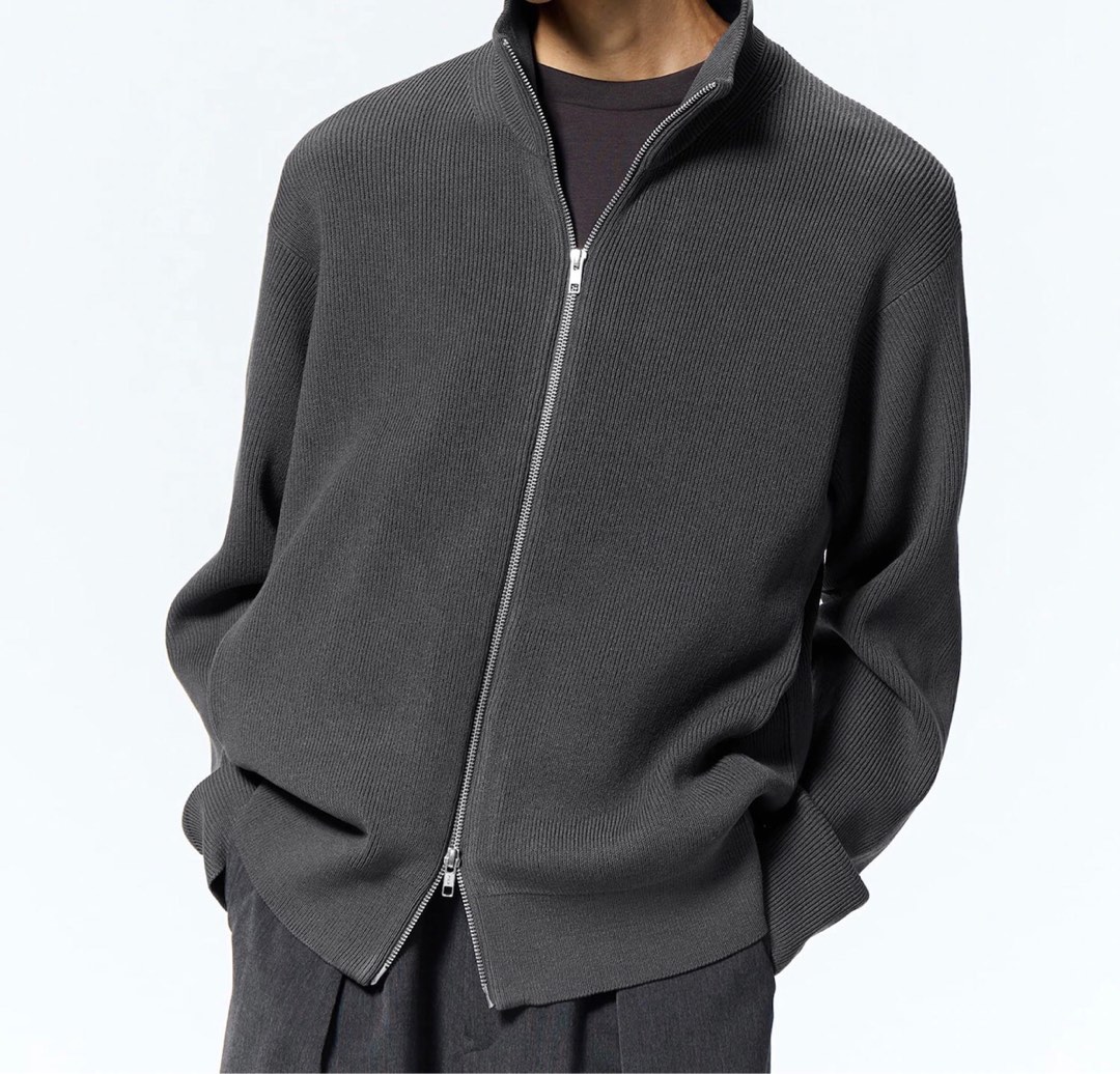 GU double zip sweater grey - not baggy jeans barrel gu japan baggy ...
