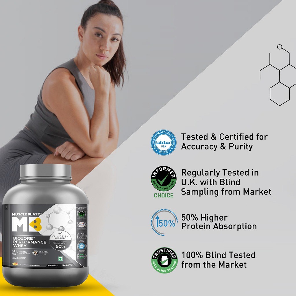 MuscleBlaze BioZorb Performance Whey - Magical Mango, Health ...
