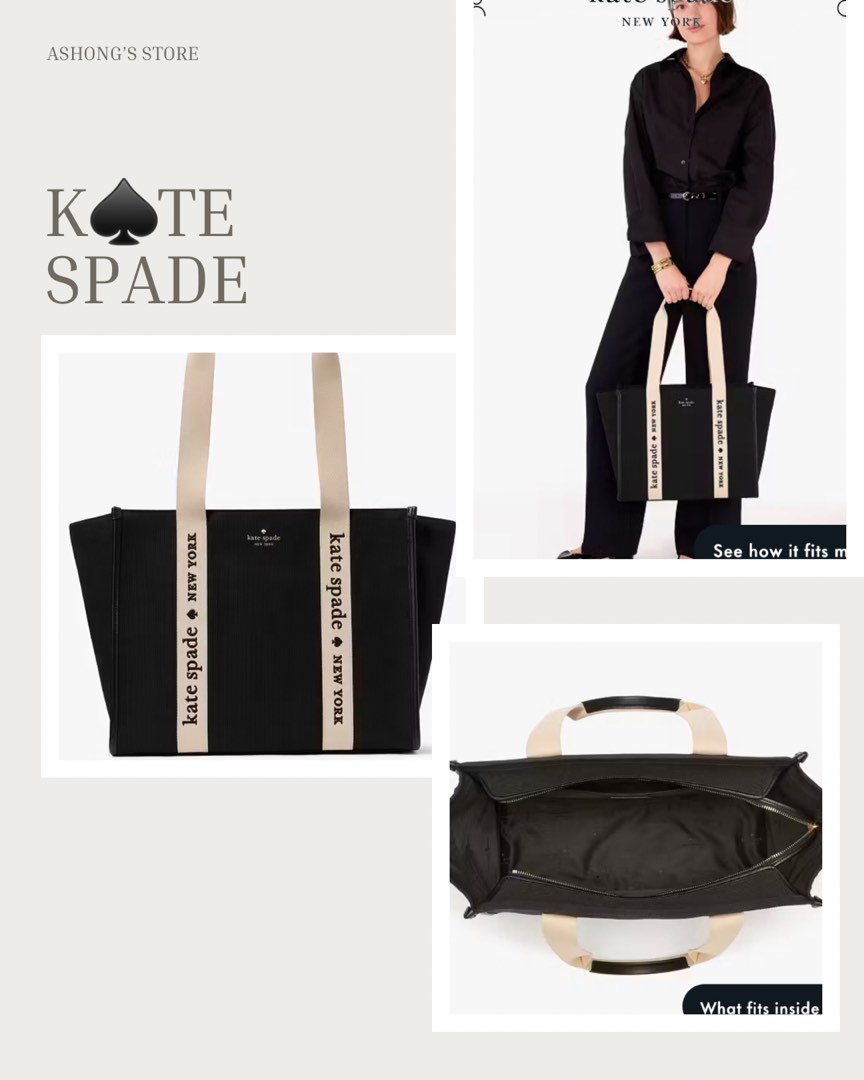 💯ORIGINAL KATE SPADE KIP LARGE TOTE BLACK, Women's Fashion, Bags ...