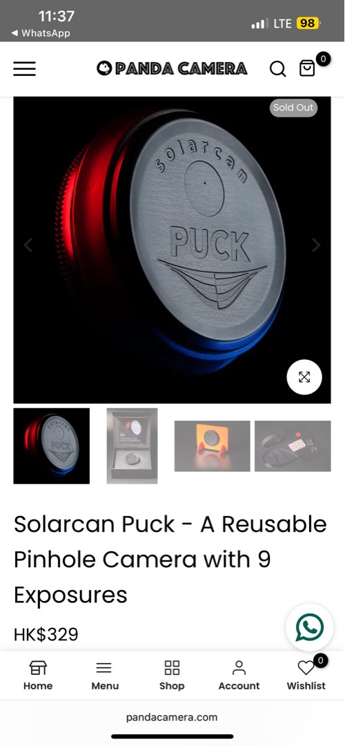 Solarcan Puck - A Reusable Pinhole Camera with 9 Exposures, 攝影器材, 相機 ...