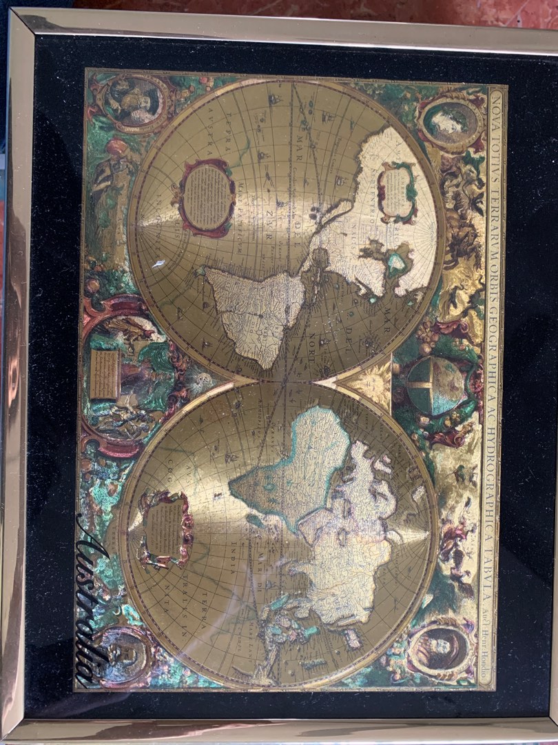 Vintage Framed World Map, Furniture & Home Living, Home Decor ...