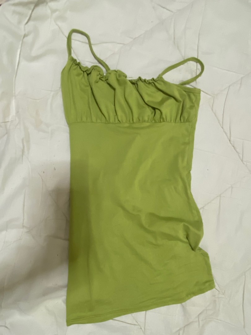 Avocado Green Dress Rutched Ruffled Bust Fitted Short Dress, Women's ...