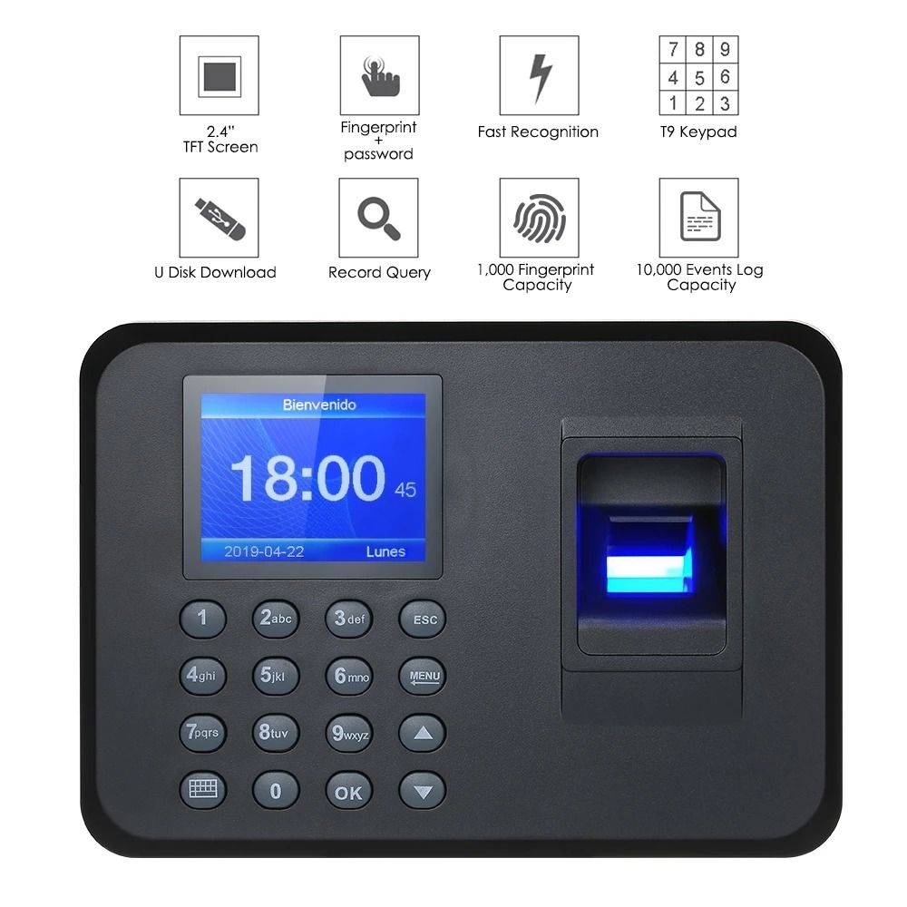 Fingerprint Attendance Thumbprint Machine System Time Attendance Absence Recorder Machines Punch ...