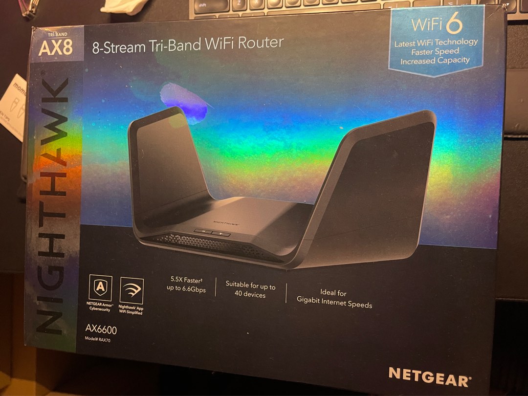 九成新 Netgear RAX70 三頻 WiFi 6 路由器 Nighthawk AX8 , 電腦＆科技, 電腦周邊及配件, Wifi及上網 ...