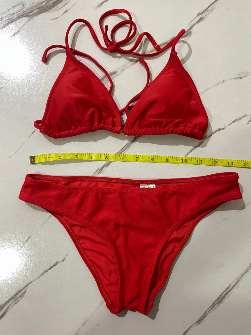 Red bikini triangle swimsuit, Women's Fashion, Swimwear, Bikinis ...