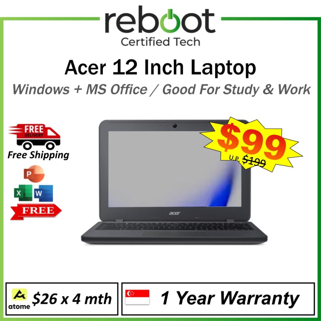 Acer 12 Inch Laptop - Compact Size - Good Condition - Win 11 + MS ...