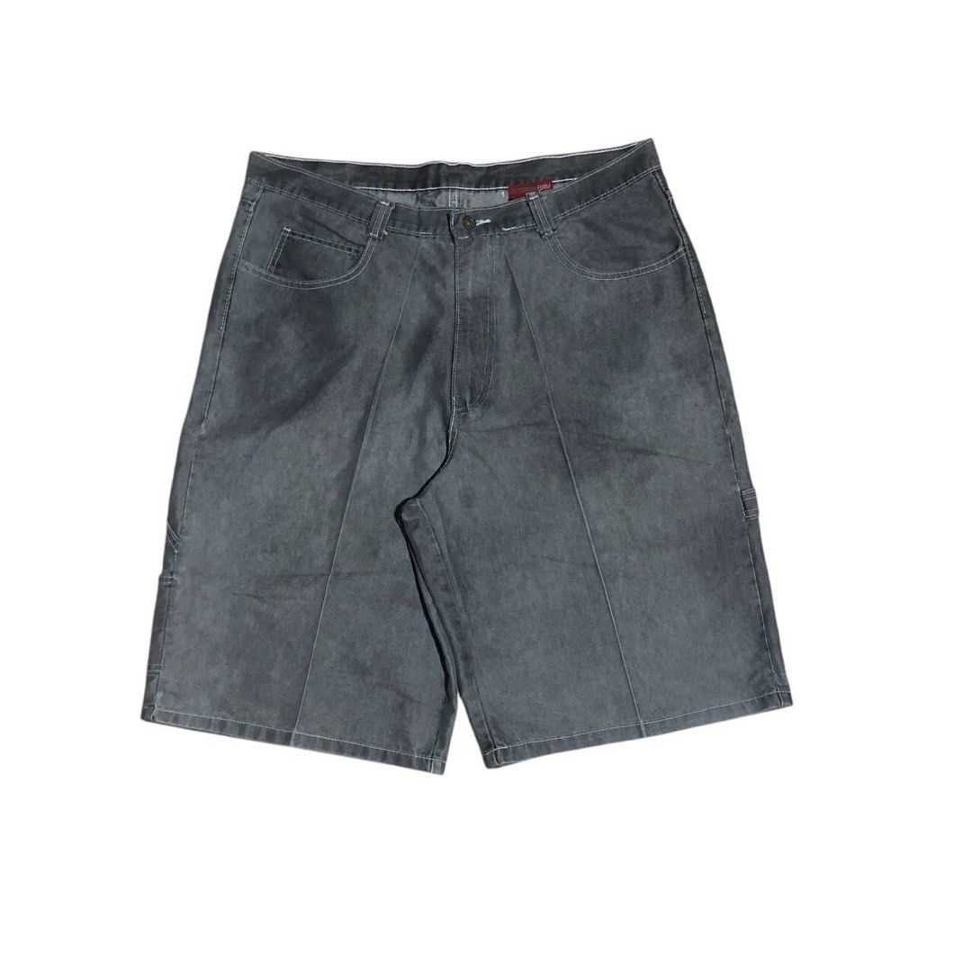 BAGGY FUBU PLATINUM SHINY RAW DENIM SILVER CARPENTER LONG JORTS, Women ...