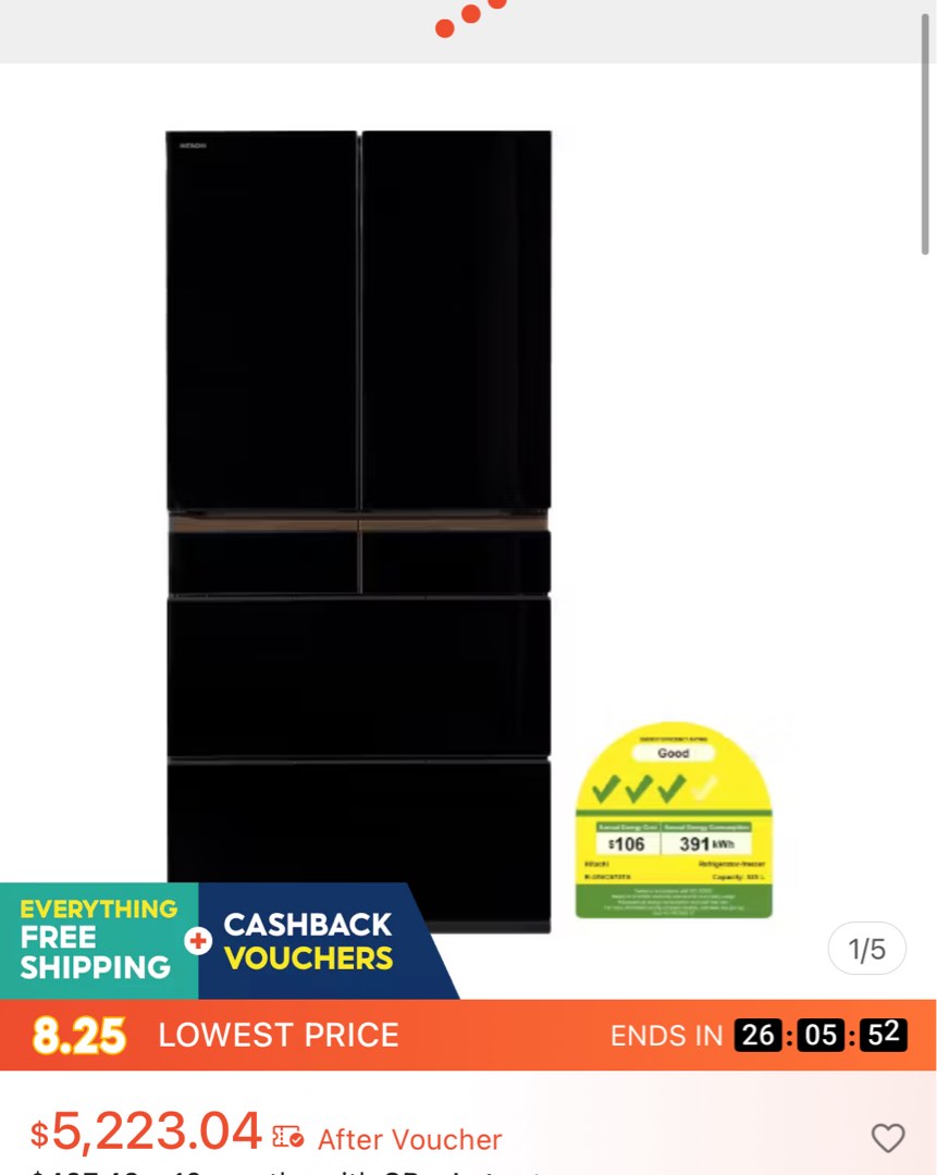 Hitachi 6 doors fridge (Japan made), TV & Home Appliances, Kitchen ...