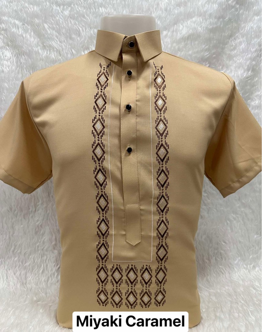Miyaki Fabric Polo Barong, Men's Fashion, Tops & Sets, Formal Shirts on ...
