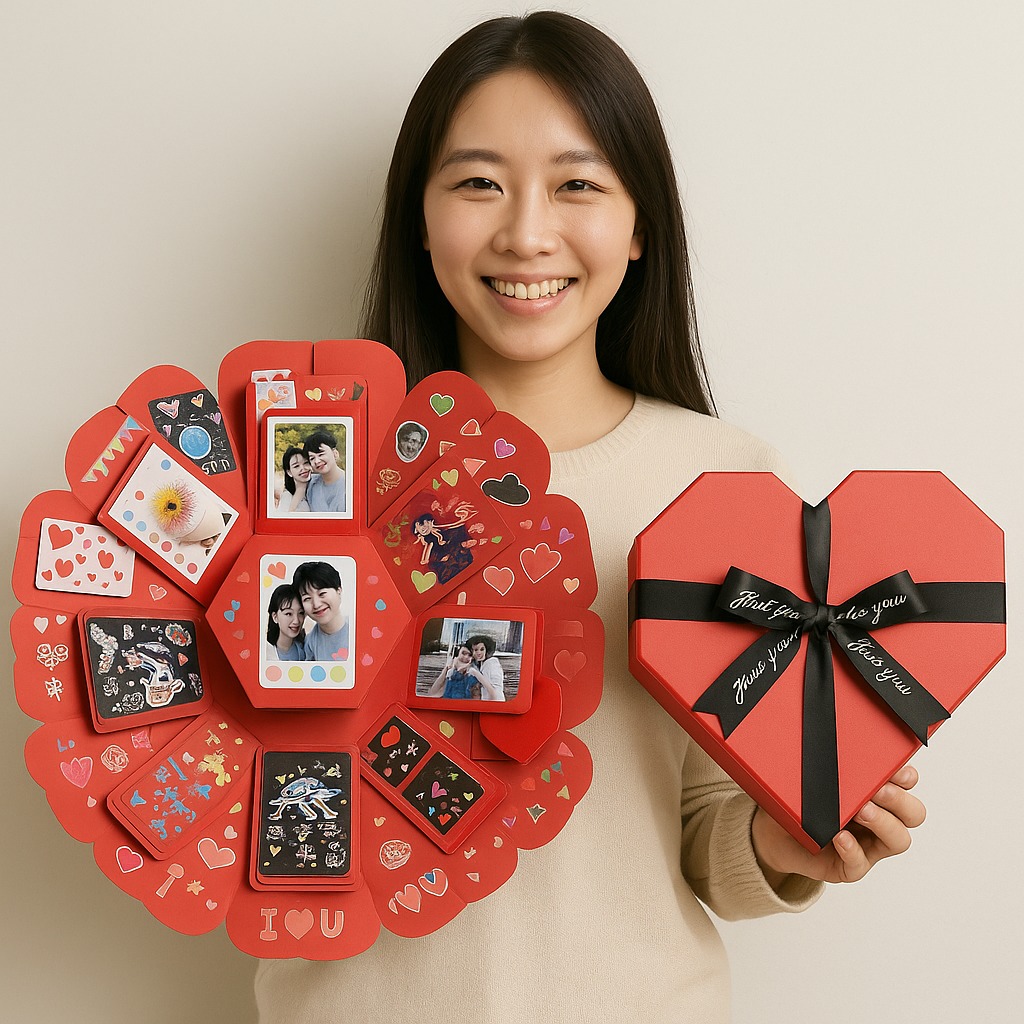 ️ Explosion Gift Box – Heart-Shaped Surprise Album with Photos & Notes ...