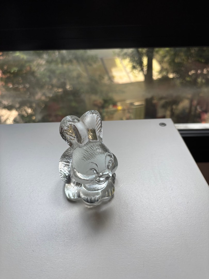 Clear Glass Bunny Figurine, Furniture & Home Living, Home Decor ...