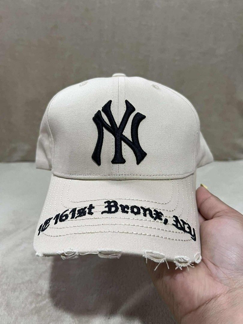 TATTERED NY BIG LOGO CURVE CAP/HAT BY MLB KOREA, Men's Fashion, Watches ...