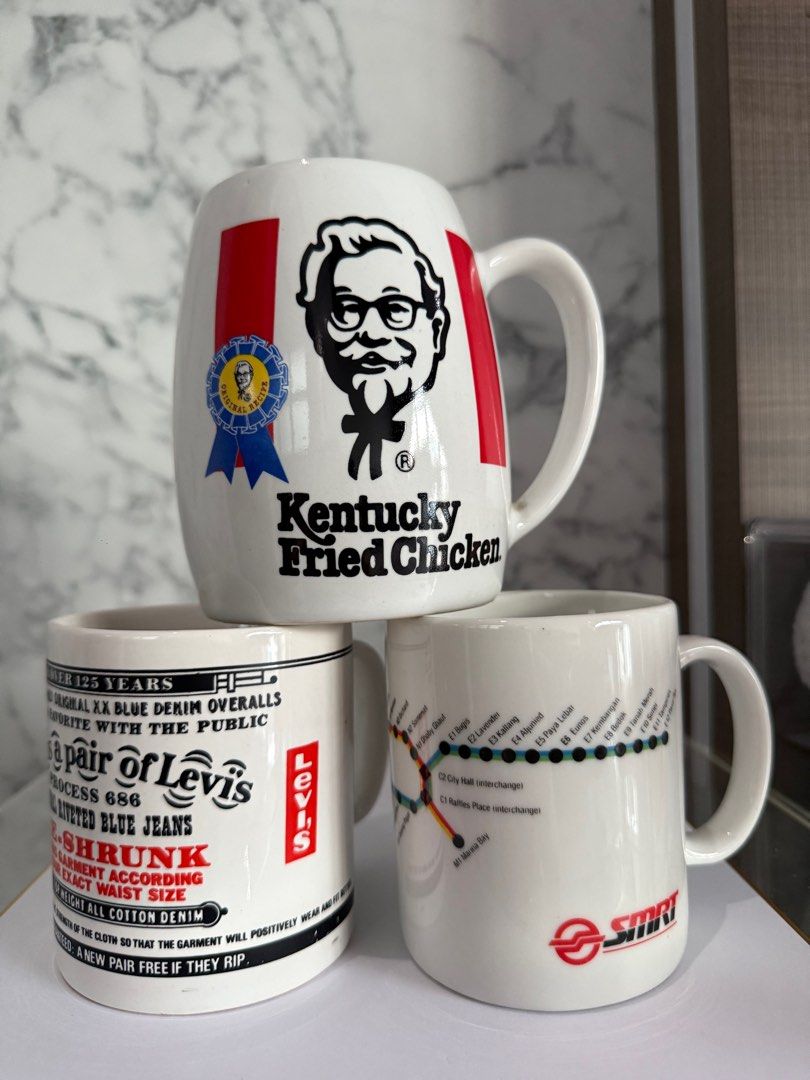 Vintage Mugs (Levis/ SMRT / KFC), Furniture & Home Living, Kitchenware ...