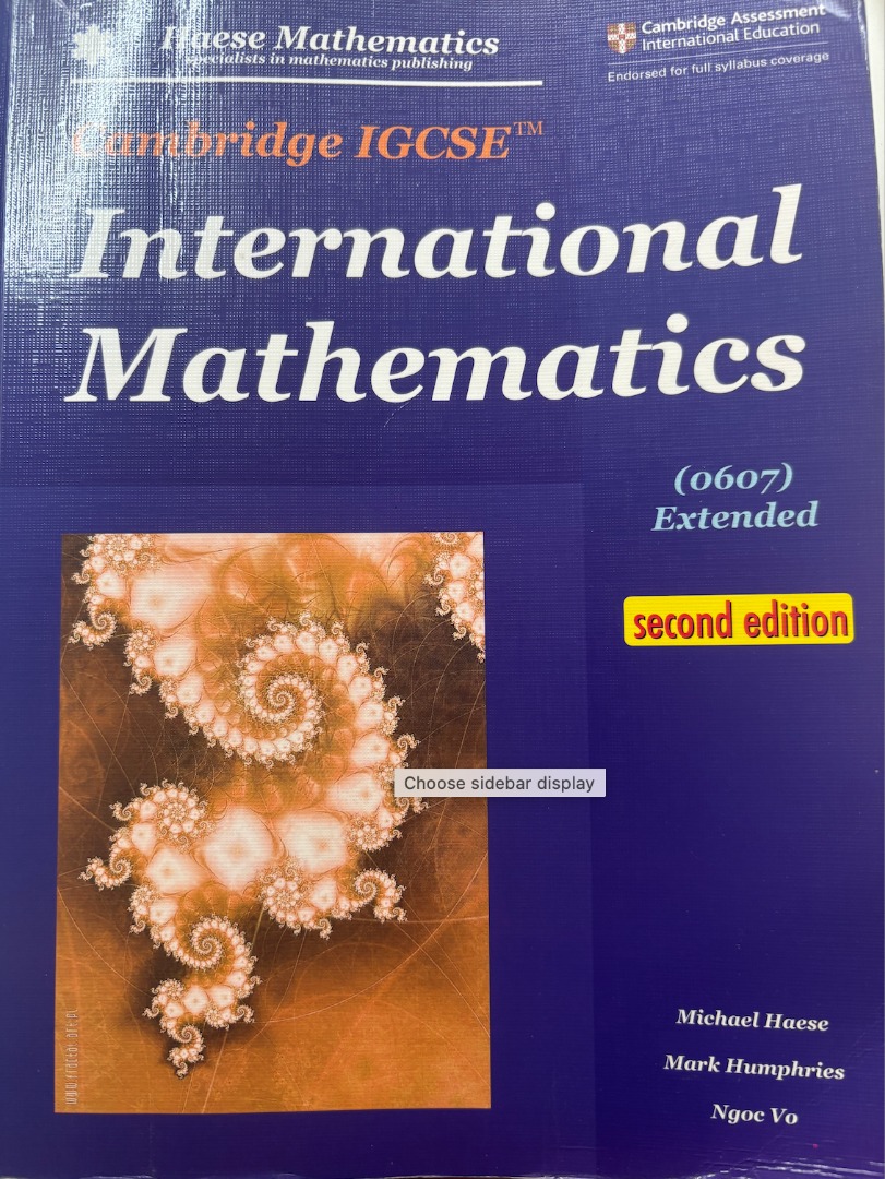 Cambridge IGCSE International Mathematics (0607) Haese Second Edition ...