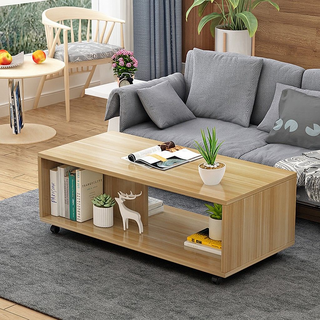 Coffee Table With Shelf | Rolling Center Table | Living Room Coffee ...