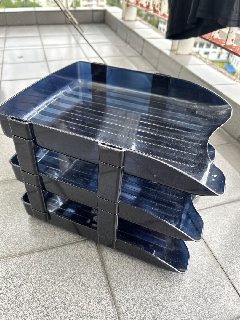 Document Tray (3 Layer/3 Tier) File Desk Organizer Rack, Furniture ...