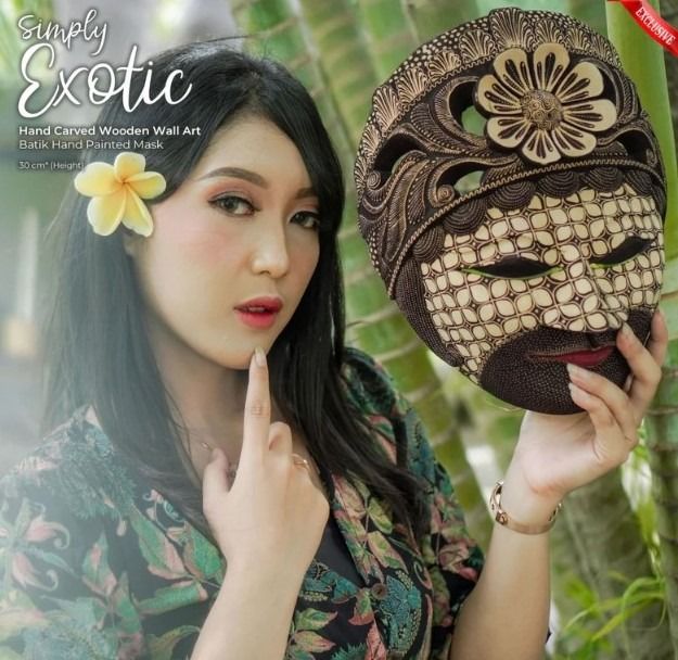 Hand Carved Hand Painted Batik Mask - Decorative Wall Art Binita ...