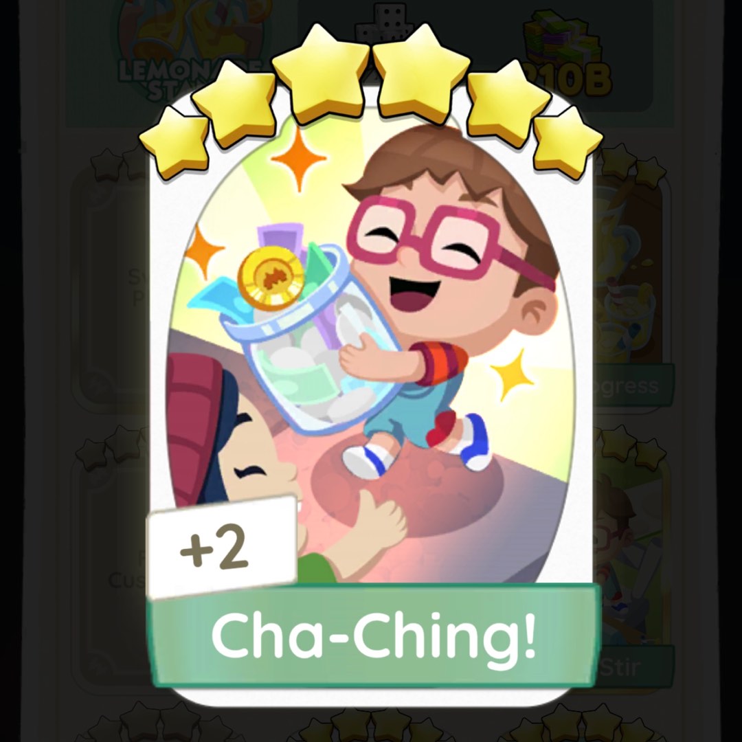 Monopoly Go Cha-Ching Cha Ching 6 Stars Card Stickers, Video Gaming ...