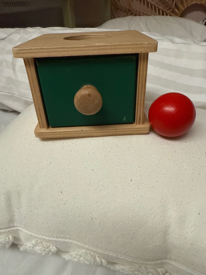 Montessori toy (object permanence box with ball), Babies & Kids, Infant ...