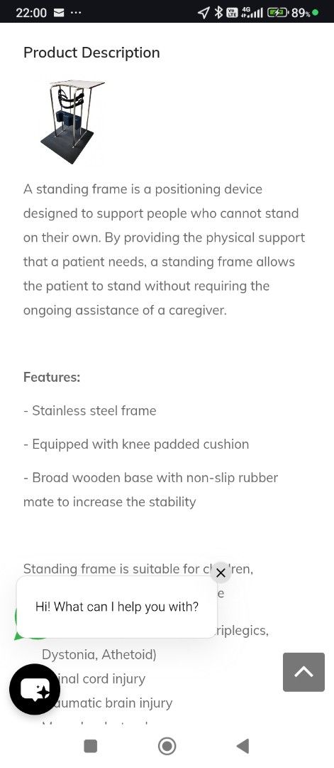 Standing Frame for Children and Adults, Health & Nutrition, Assistive ...