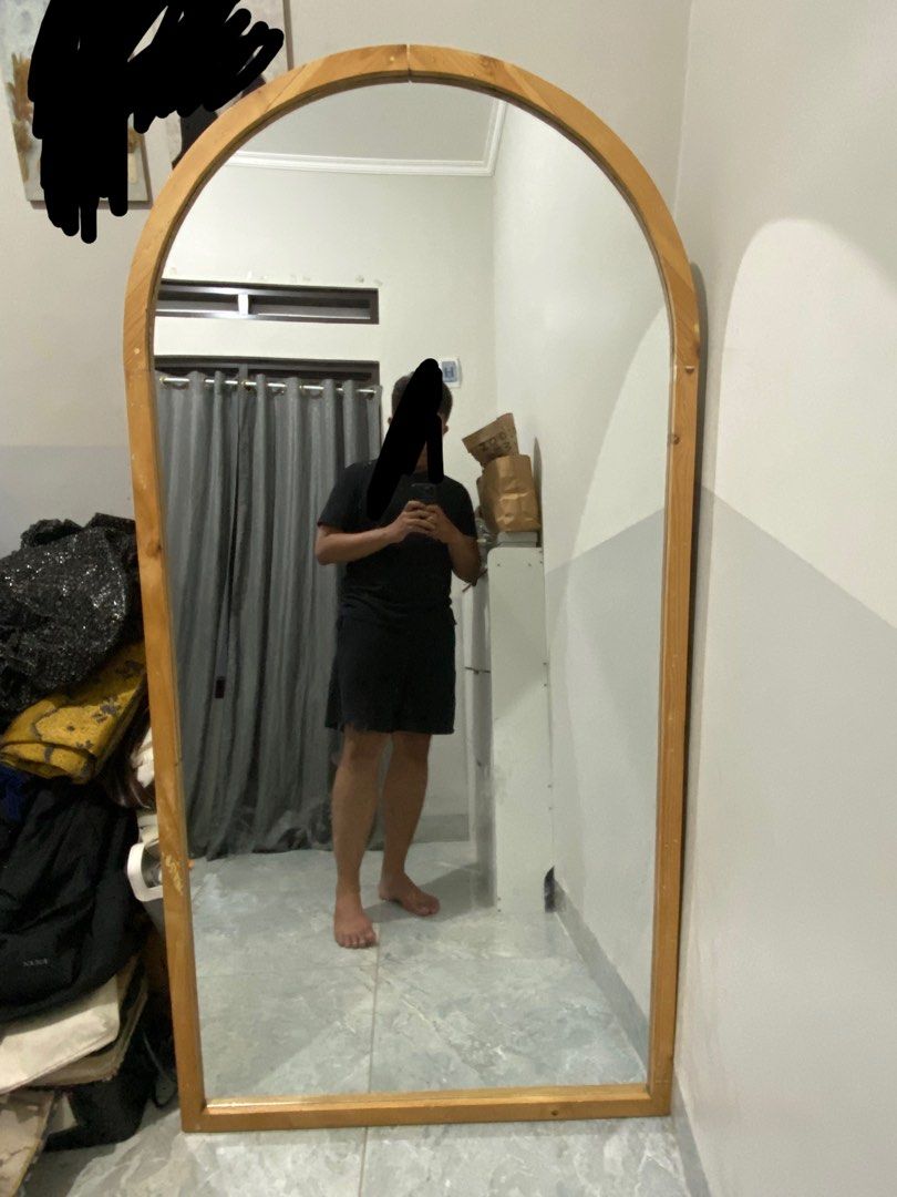 Standing Mirror Kayu Jati, Perabotan Rumah di Carousell