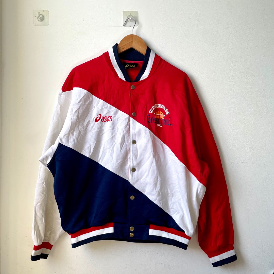Vintage Asics multi colour rare design Bomber Jacket, Men's Fashion ...