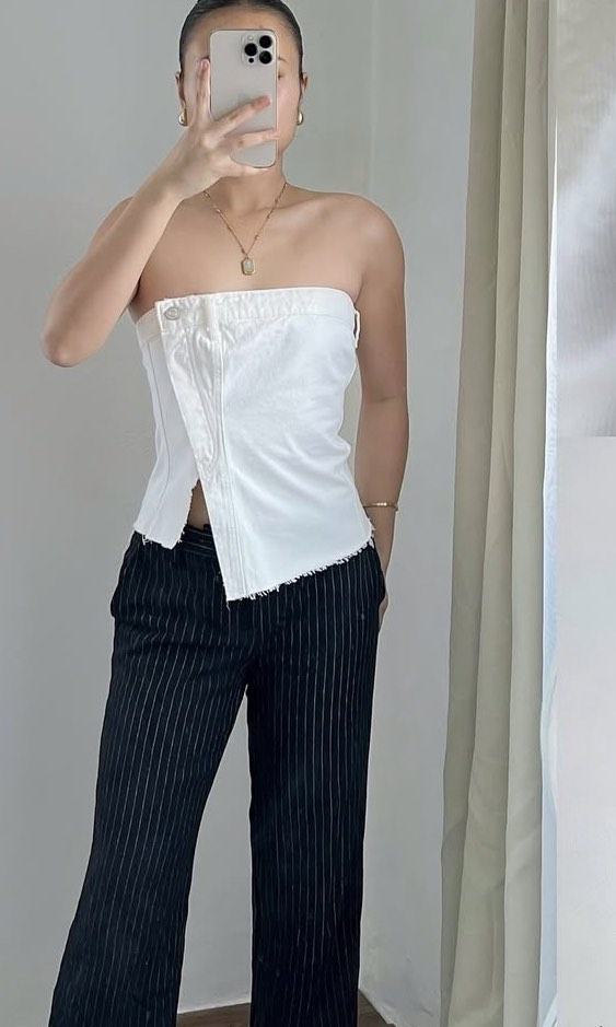 Zara denim tube top, Women's Fashion, Tops, Sleeveless on Carousell