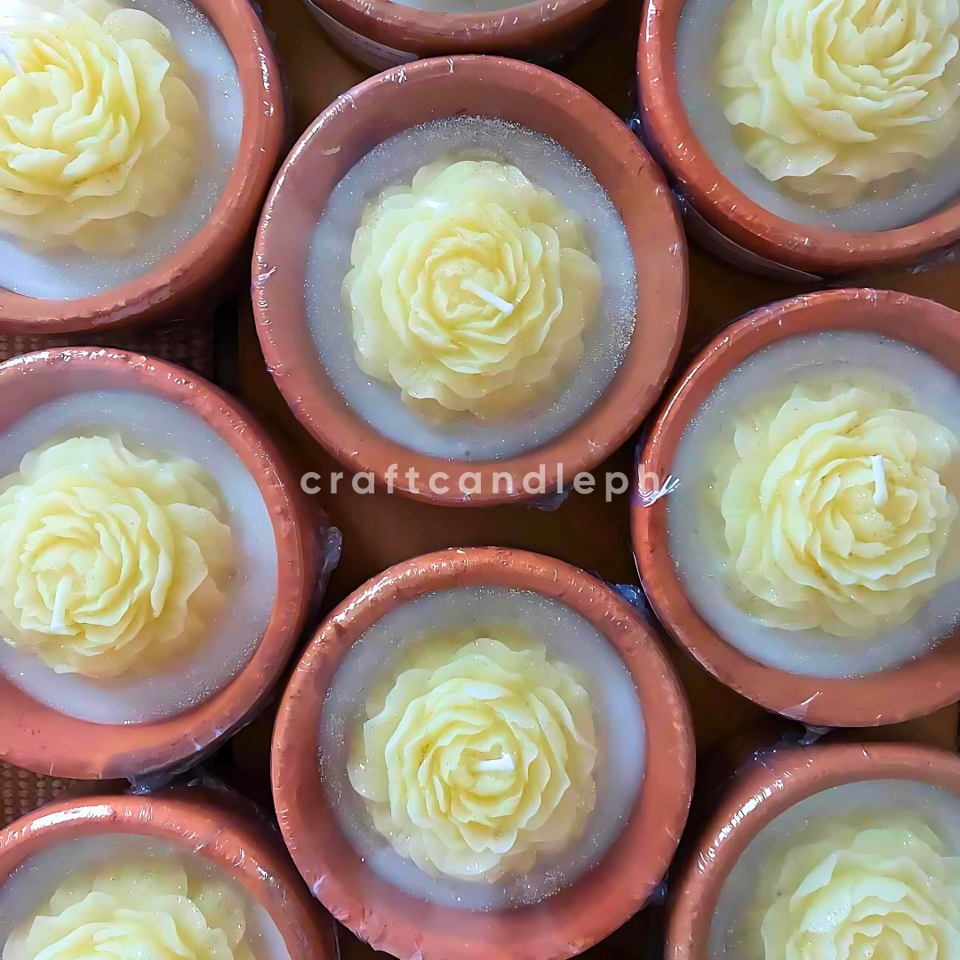 250g PEONY FLOWER ON TOP DESIGNED-SCENTED TERRACOTTA CANDLE (sold per ...
