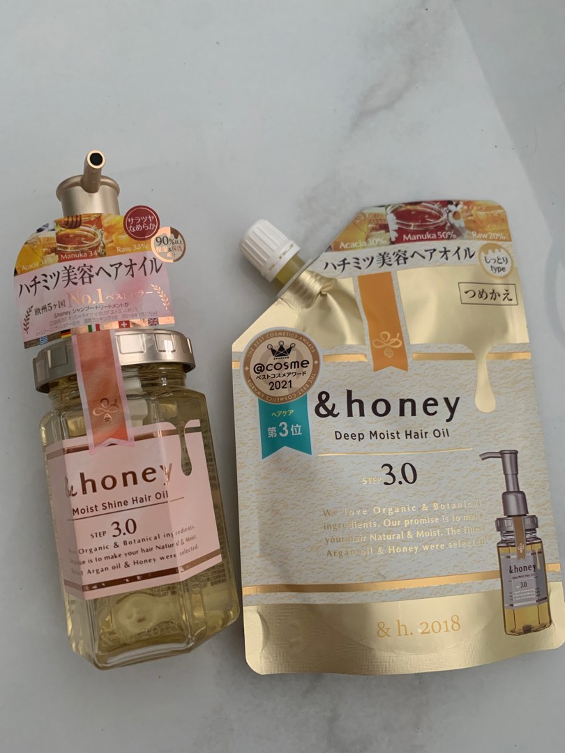 & HONEY HAIR OIL SET WITH REFILL, Beauty & Personal Care, Hair on Carousell