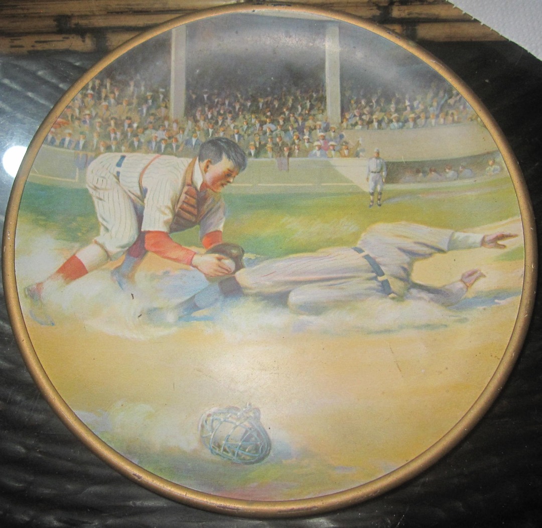 Early 1920's Baseball Themed Tin Vienna Art Plate, Hobbies & Toys ...