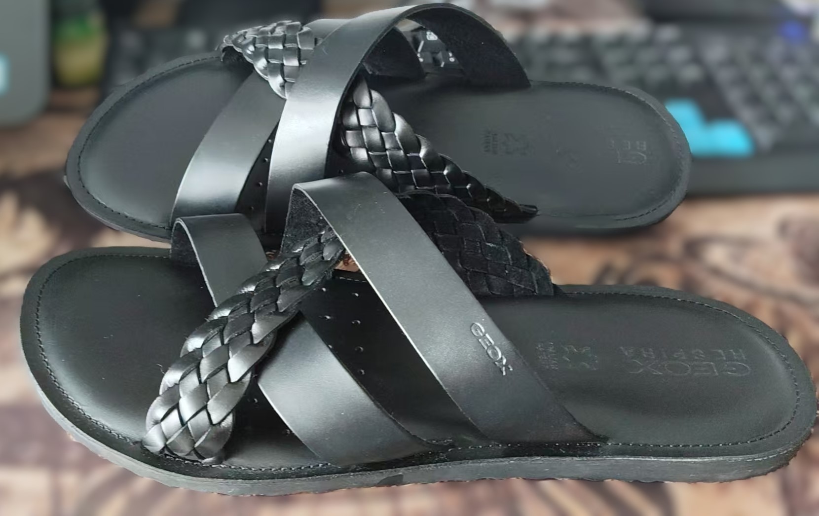 Geox cowhide Black Sandals~ITALIAN PATENT, made in India~~UE44, Luxury ...