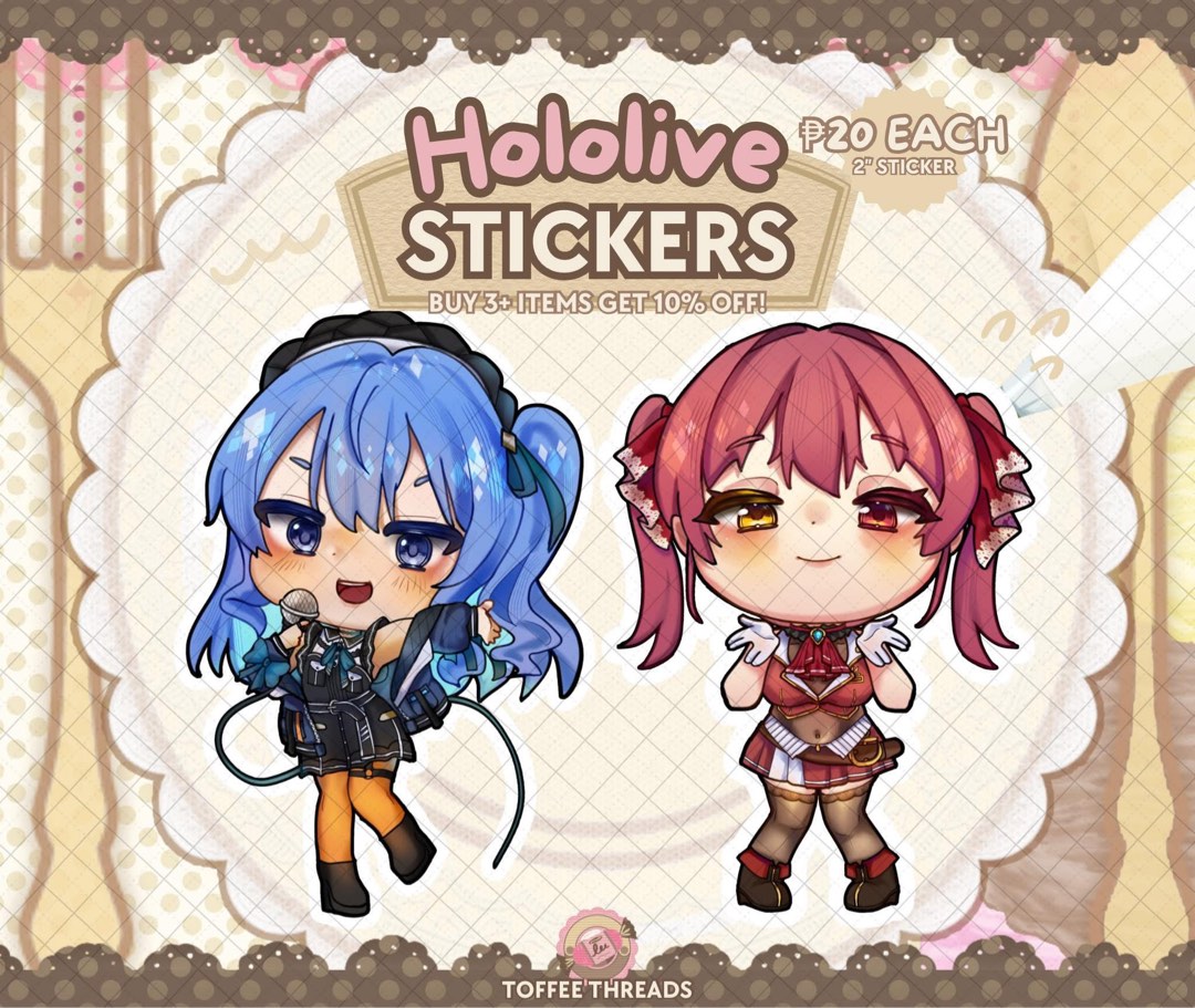 Hololive Stickers & Button Pins | Hoshimachi Suisei Houshou Marine ...