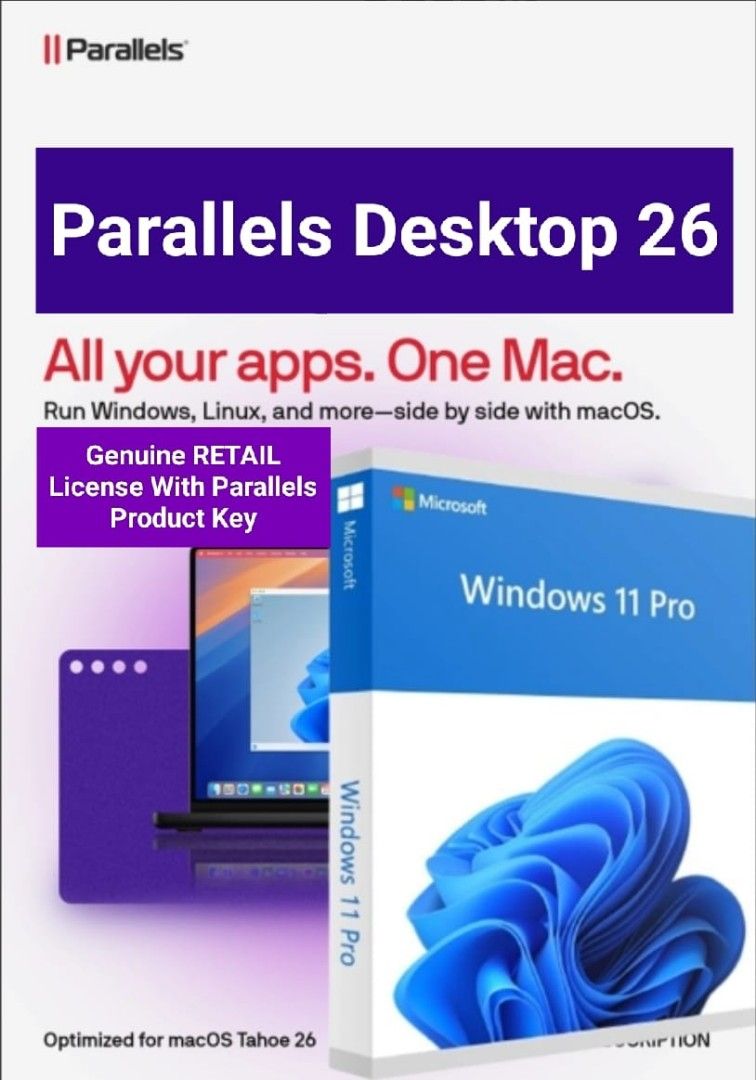 Parallels 26 Windows Desktop (100% Genuine RETAIL License with your own ...