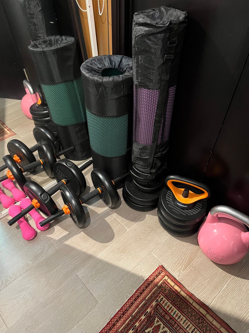 Complete Home Gym Set - Dumbbells, Kettlebells, Yoga Mat, Sports ...