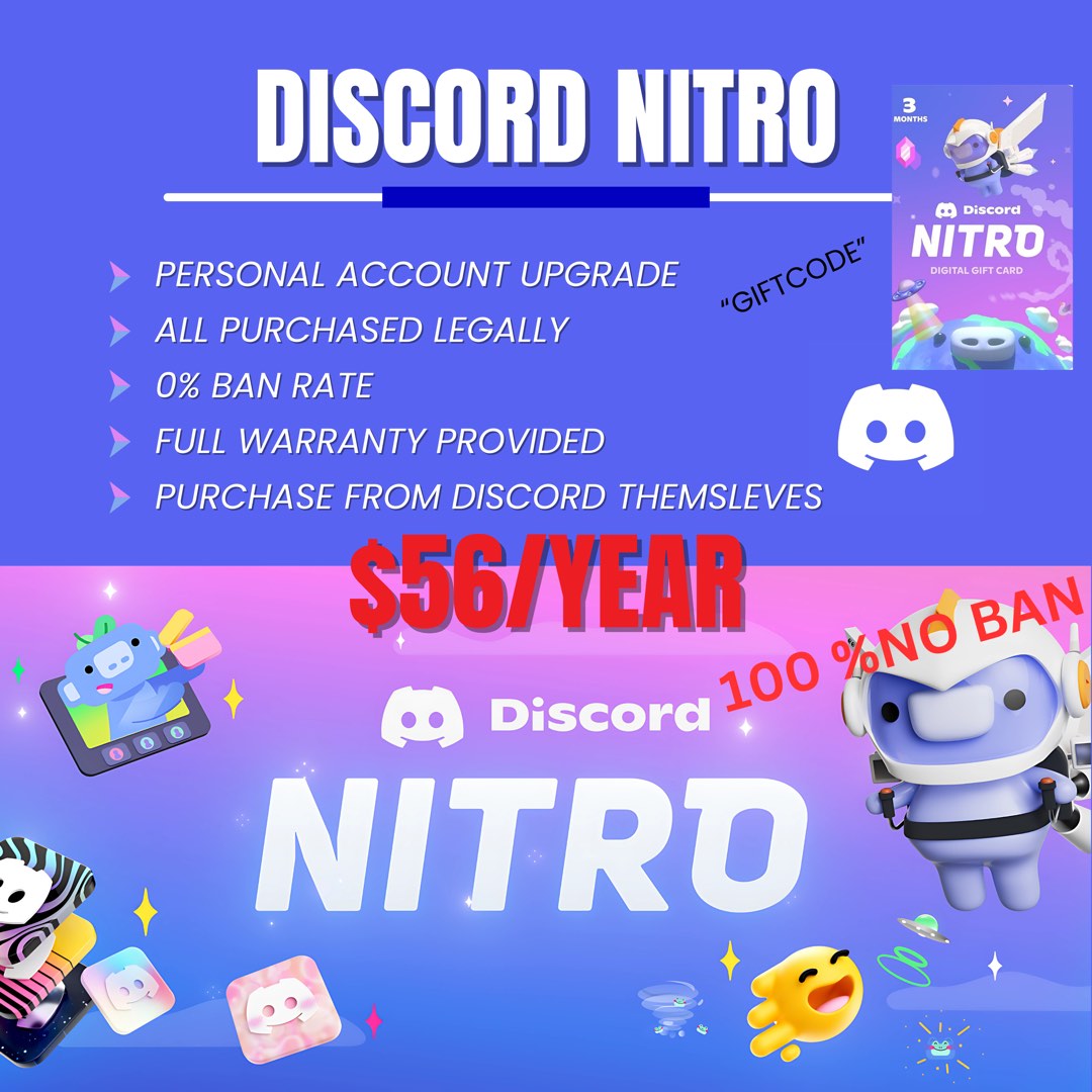 🎁Discord Nitro Giftcard 📇, Video Gaming, Gaming Accessories, Game Gift ...