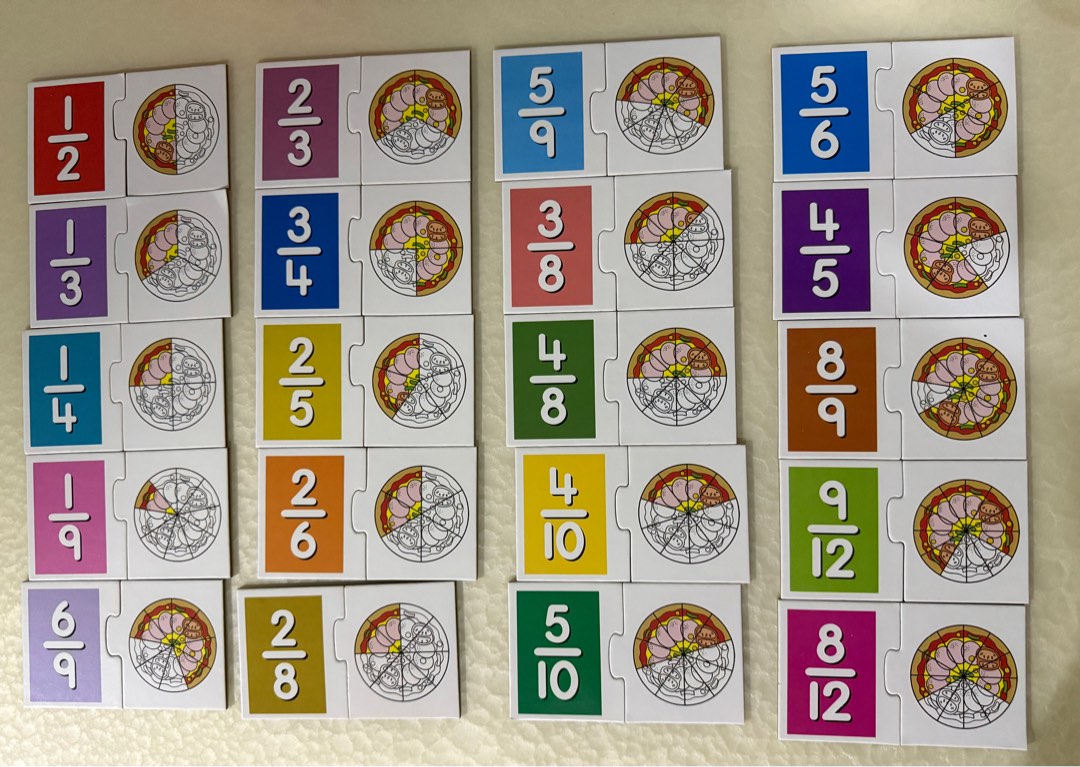Fraction Puzzle Matching Game, Hobbies & Toys, Toys & Games on Carousell