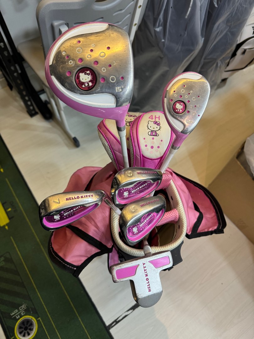 Hello Kitty Girl Junior Golf Set (Driver, Hybrid, 7 iron, 9 iron, Sand ...