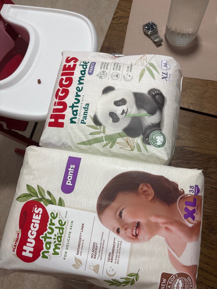 Huggies Nature Made Panda & Platinum XL Diapers, Babies & Kids, Bathing ...