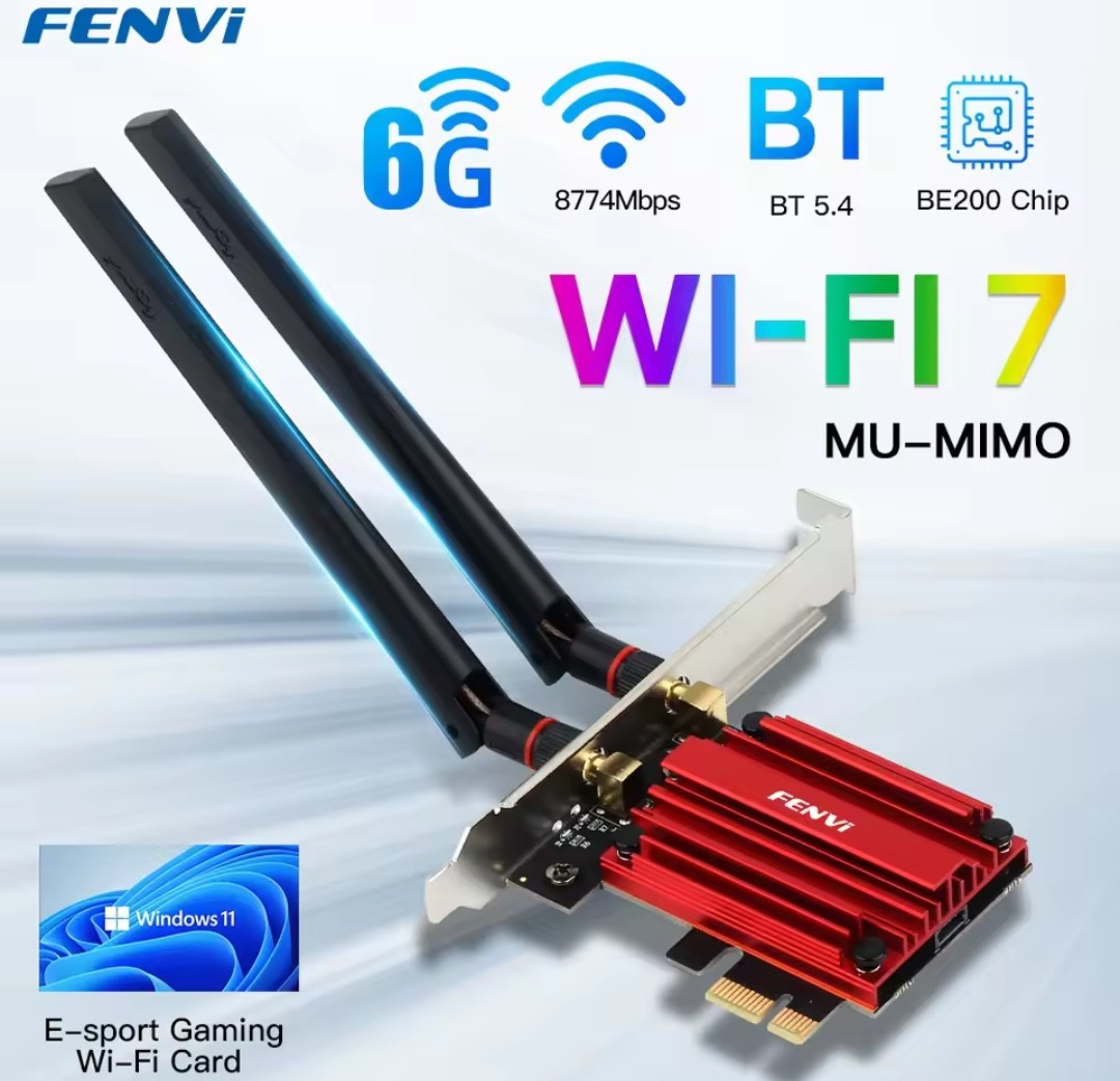 Intel BE200 Wi-Fi 7 8774Mbps Tri-Band BT 5.4 FENVI FV-BE200 Gaming ...