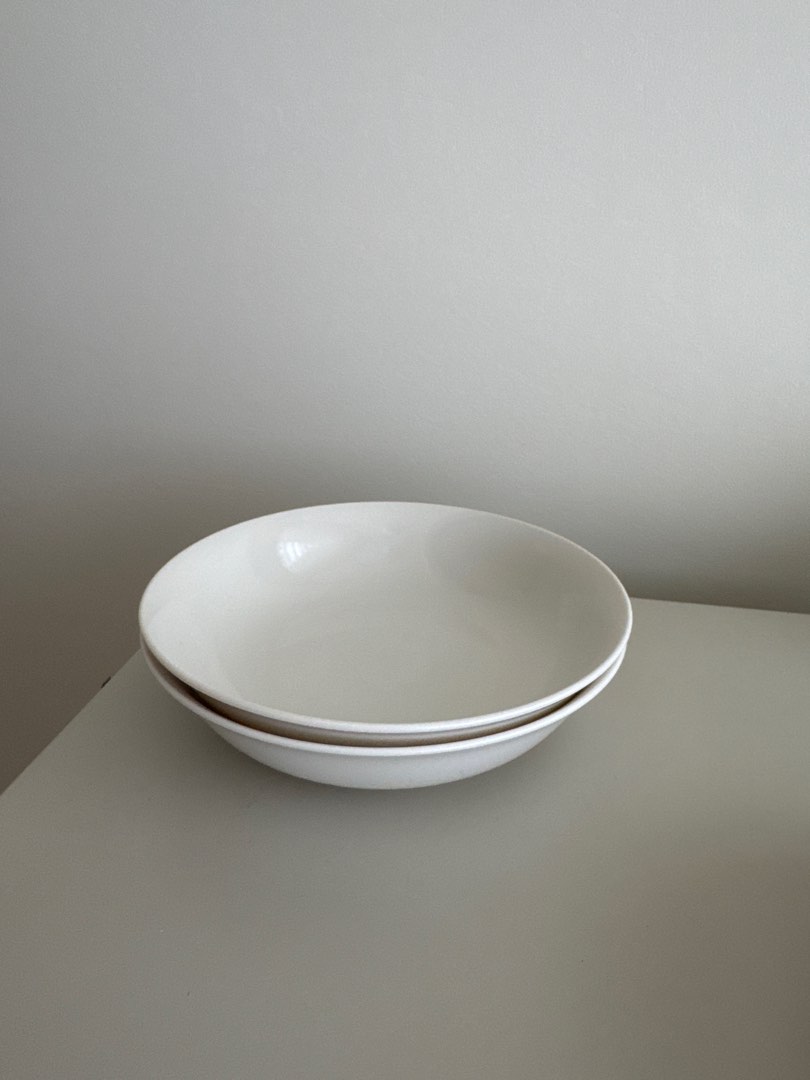 Muji cream deep dish plate Ceramic Bowls - Set of 2, Furniture & Home ...