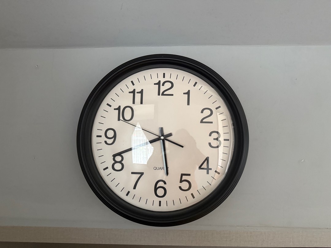 Quartz Wall Clock - Black Frame, Furniture & Home Living, Home Decor ...