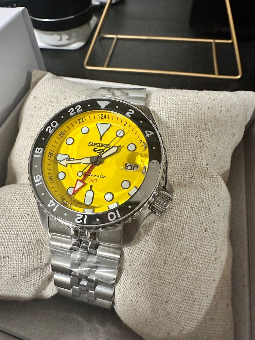 Seiko 5 Sports GMT SSK017 - Yellow Dial, Men's Fashion, Watches ...