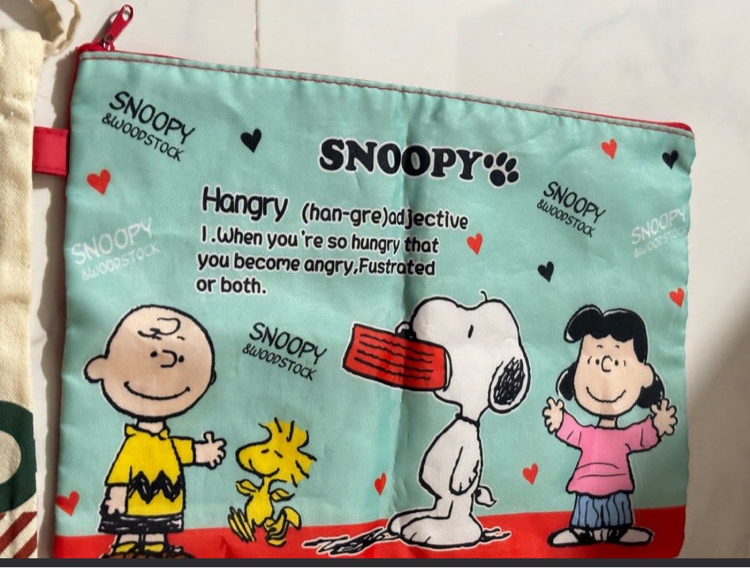 Snoopy & Woodstock Hangry Pouch about A4 size, Women's Fashion, Bags ...